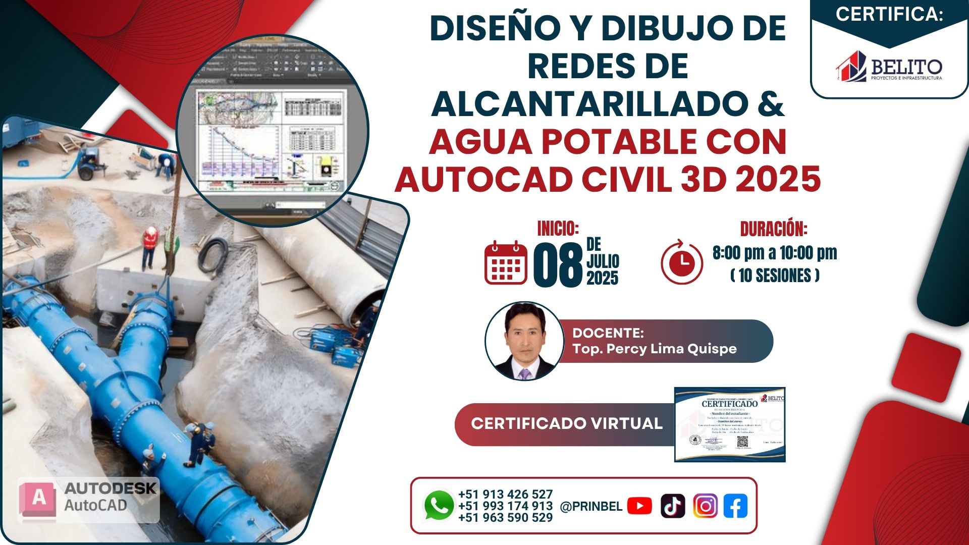 DISEÑO Y DIBUJO DE REDES DE ALCANTARILLADO & AGUA POTABLE CON AUTOCAD ...